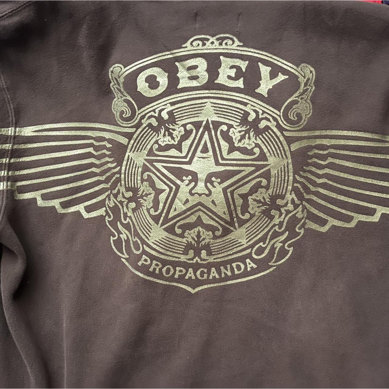 Obey hoodie XXL with wings graphic on back - Depop