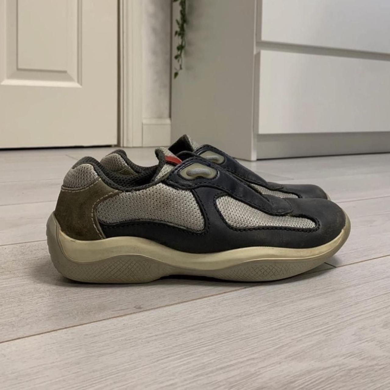 Prada Americas Cup in silver grey / navy blue worn... - Depop