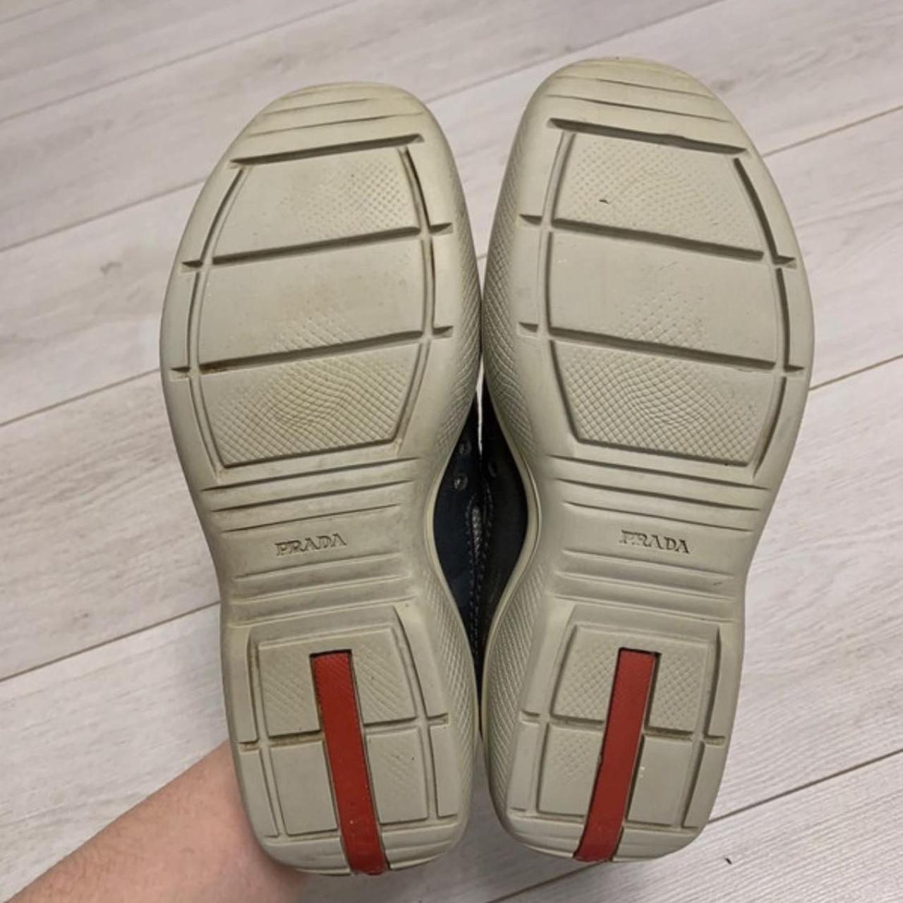 Prada Americas Cup in silver grey / navy blue worn... - Depop