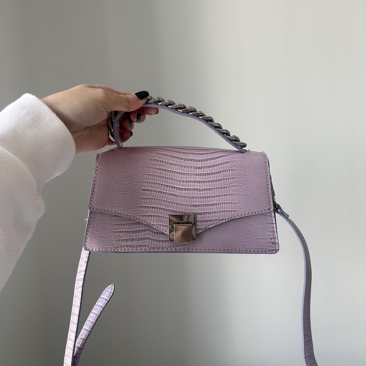 purple croc purse with detachable crossbody and... - Depop