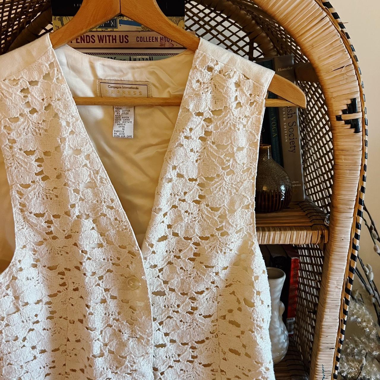 Express vest ️ Super cute vintage 90s cream lace... - Depop
