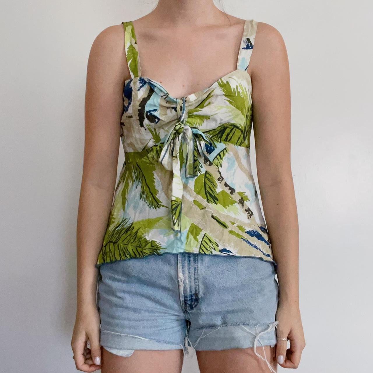 Y2K Ruffle Top Cute y2k top in a tropical green and... - Depop