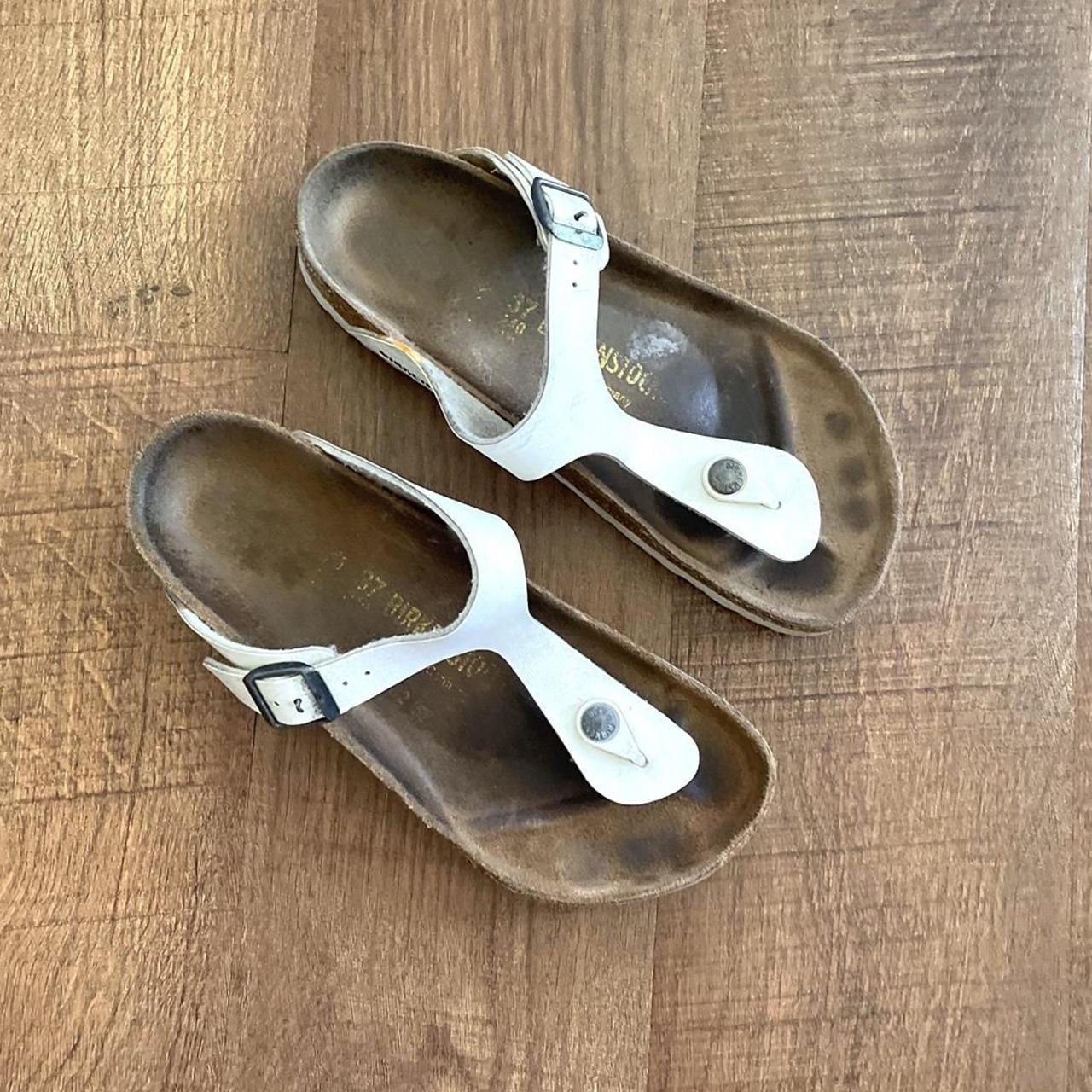 White Birkenstock Thong Sandals Cute white birks... - Depop