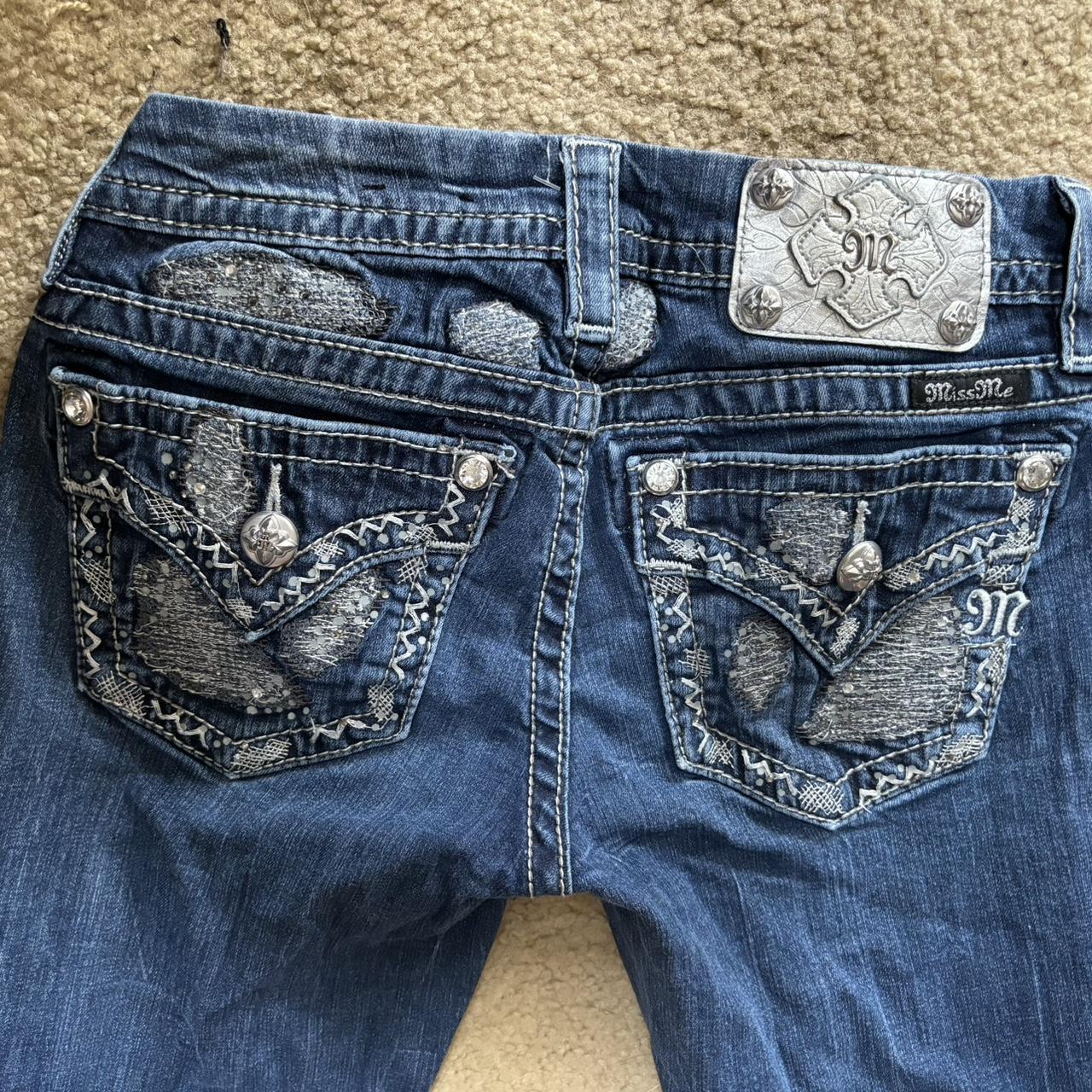 Sick flare low rise miss me jeans with pocket... - Depop