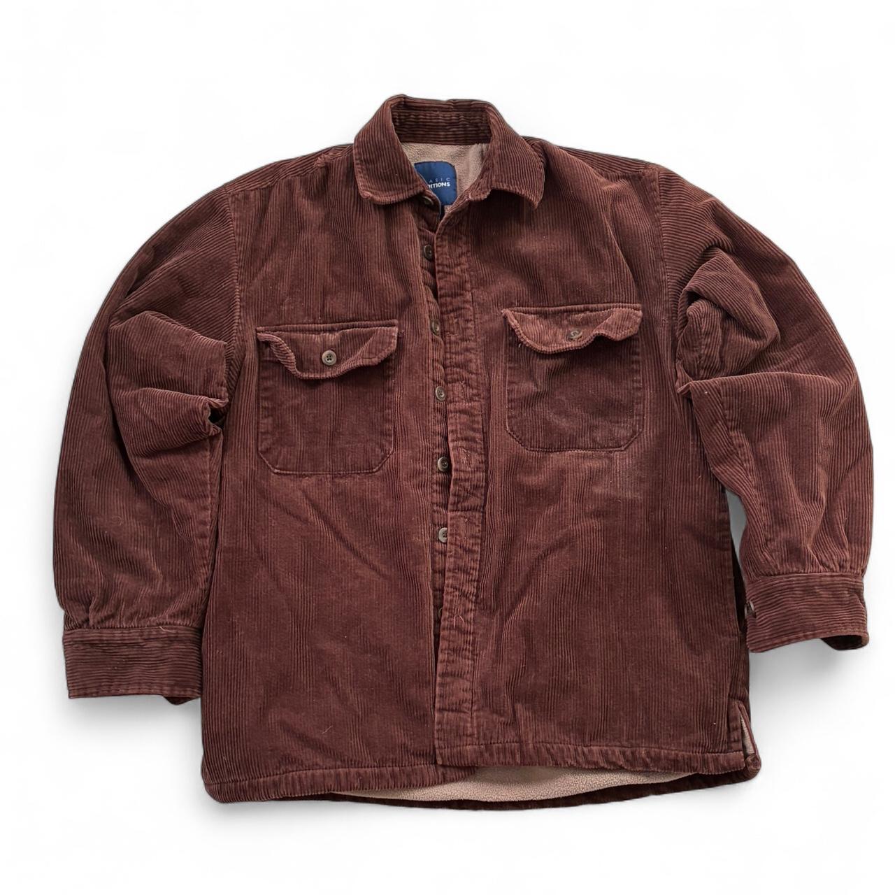 Brown corduroy jacket with button-up closure, two... | Depop