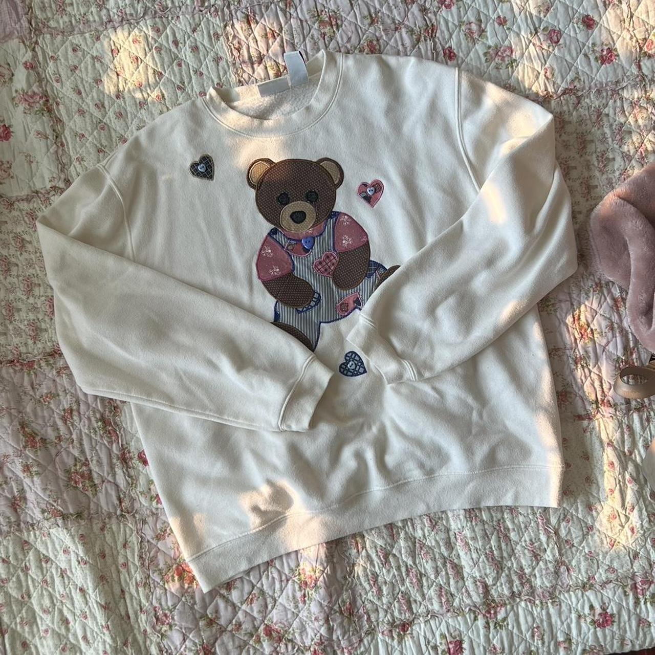 The cutest teddy bear patchwork sweatshirt!... - Depop