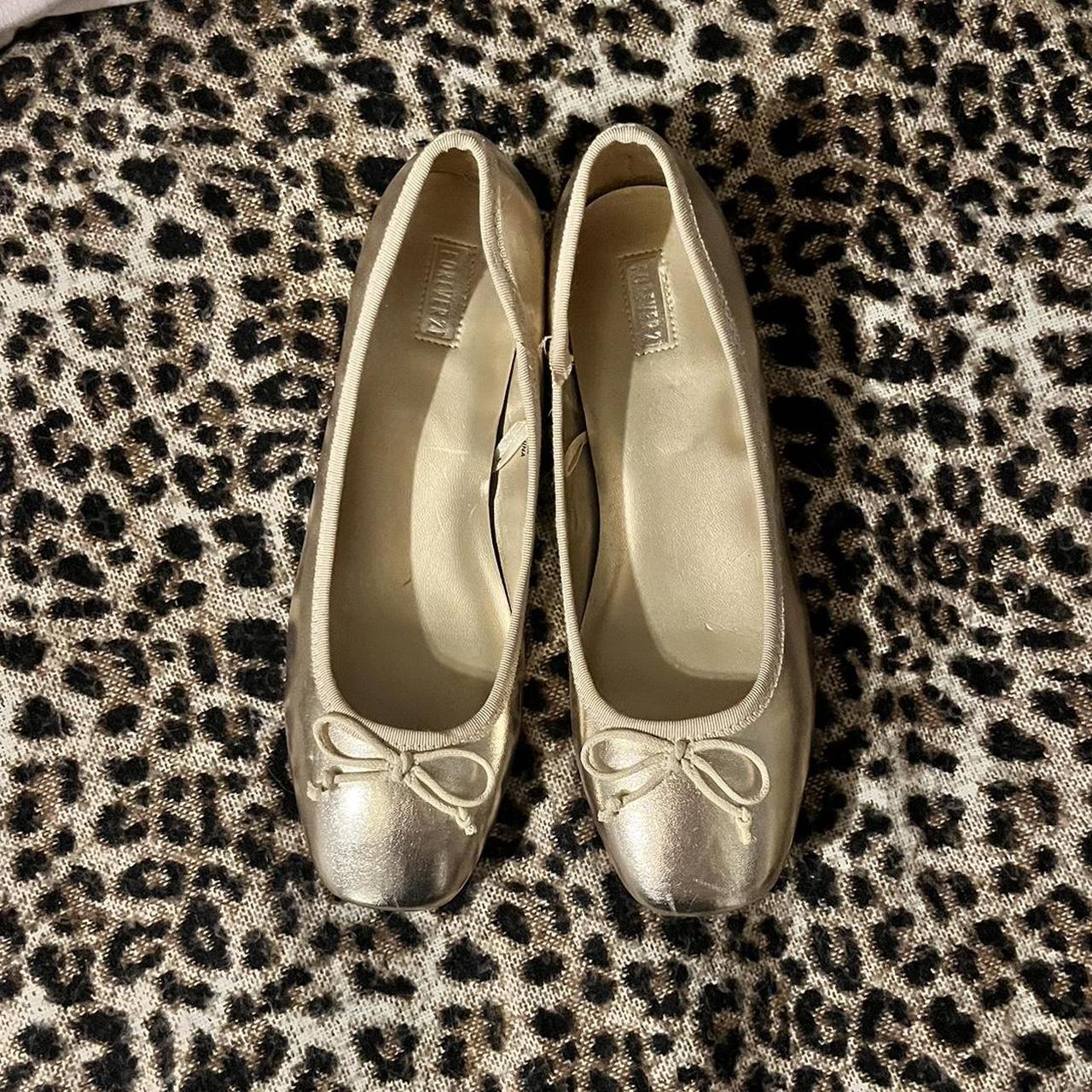 forever 21 gold ballet pumps never worn NO... - Depop