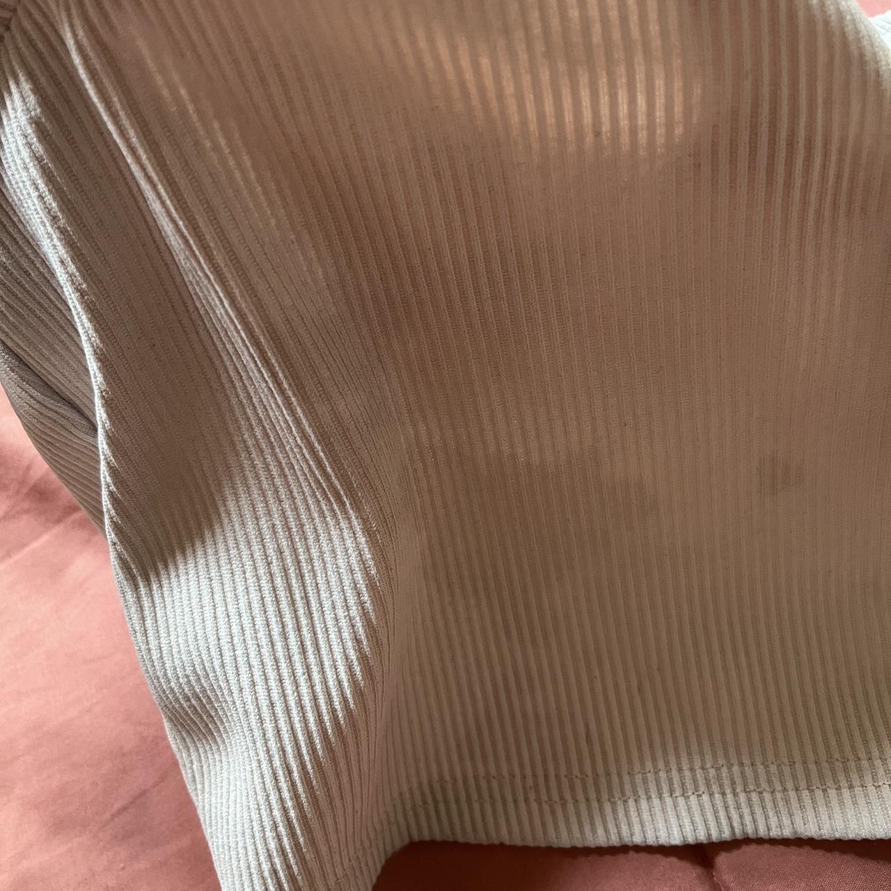 H&M light pink ribbed crop top. Mild water stains... - Depop