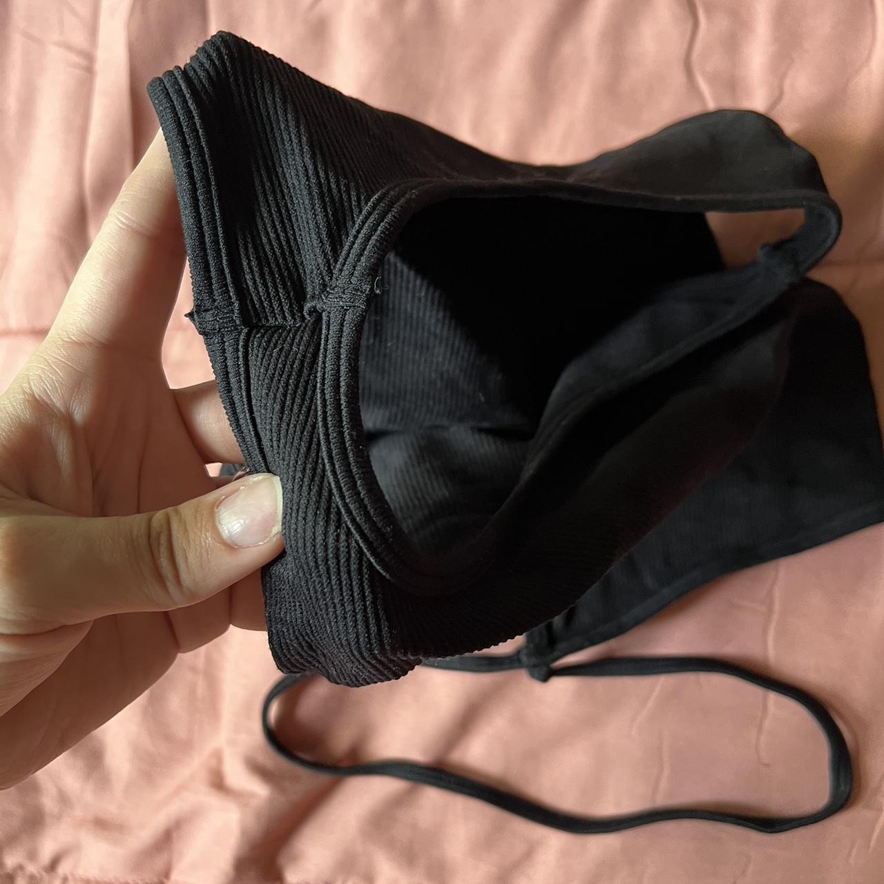 Super cute athletic black crop top with string that... - Depop