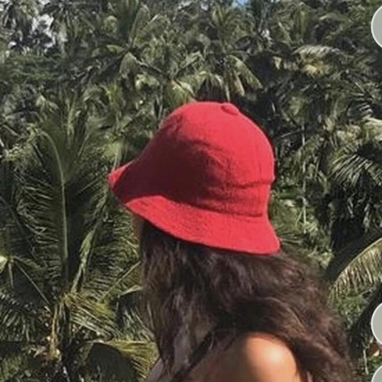 Red Kangol bucket hat, well used but still has... - Depop