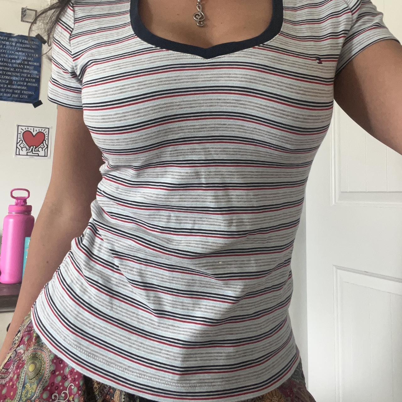 Striped Baby tee 🤍 Super cute, soft and stretchy... - Depop