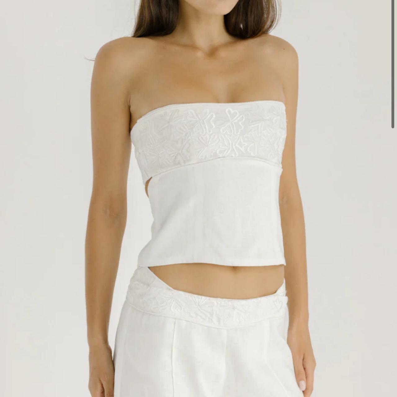 Eisha Sofia bustier top in white, size 0 (XS) Brand... - Depop