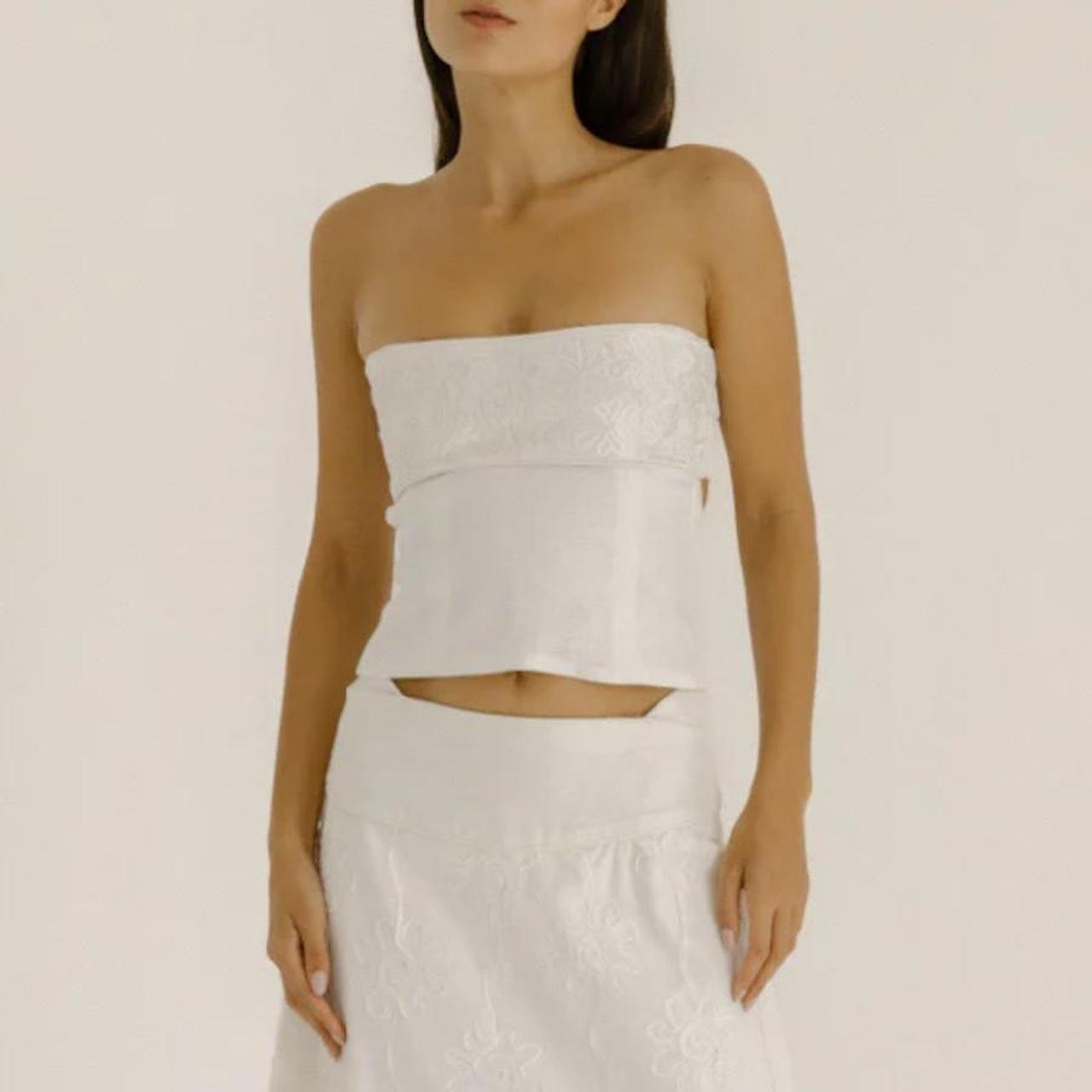 Eisha Sofia bustier top in white, size 0 (XS) Brand... - Depop