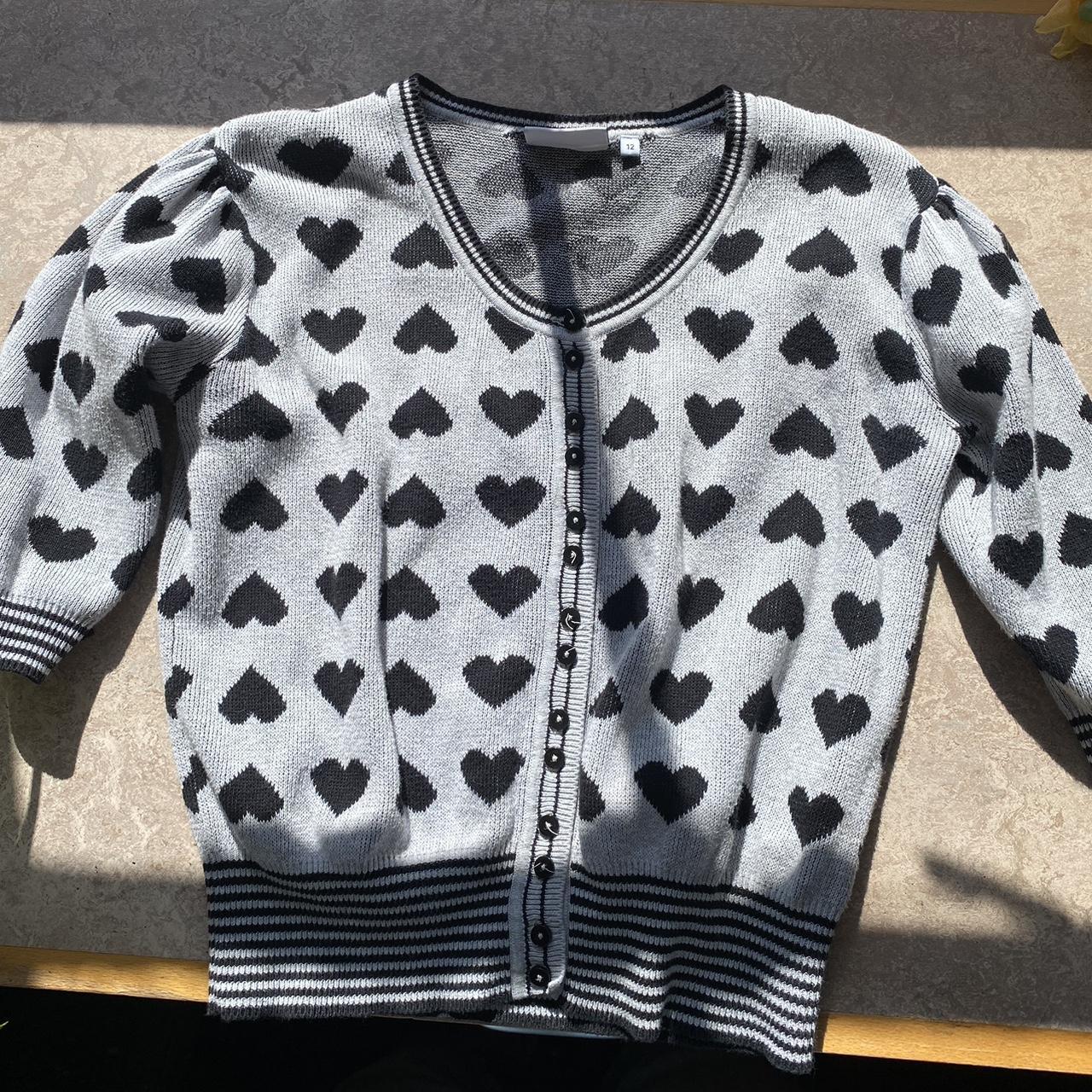 insanely cute cropped heart cardigan from 00s new... - Depop