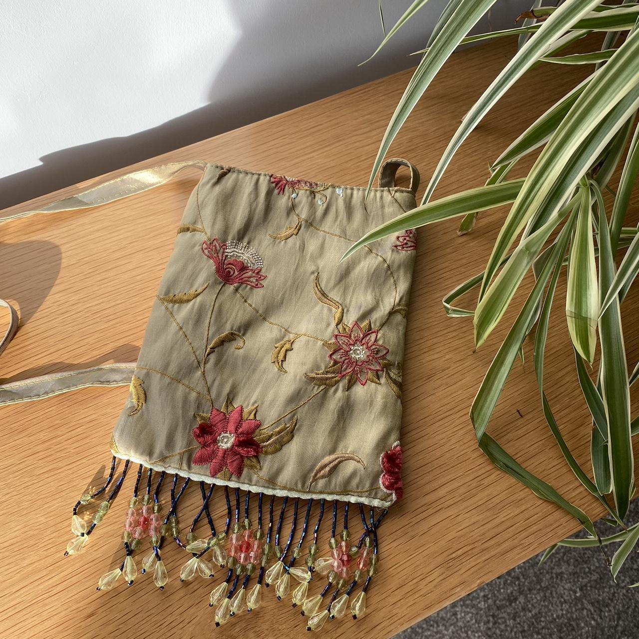 insane vintage side bag with dangling beads (one... - Depop