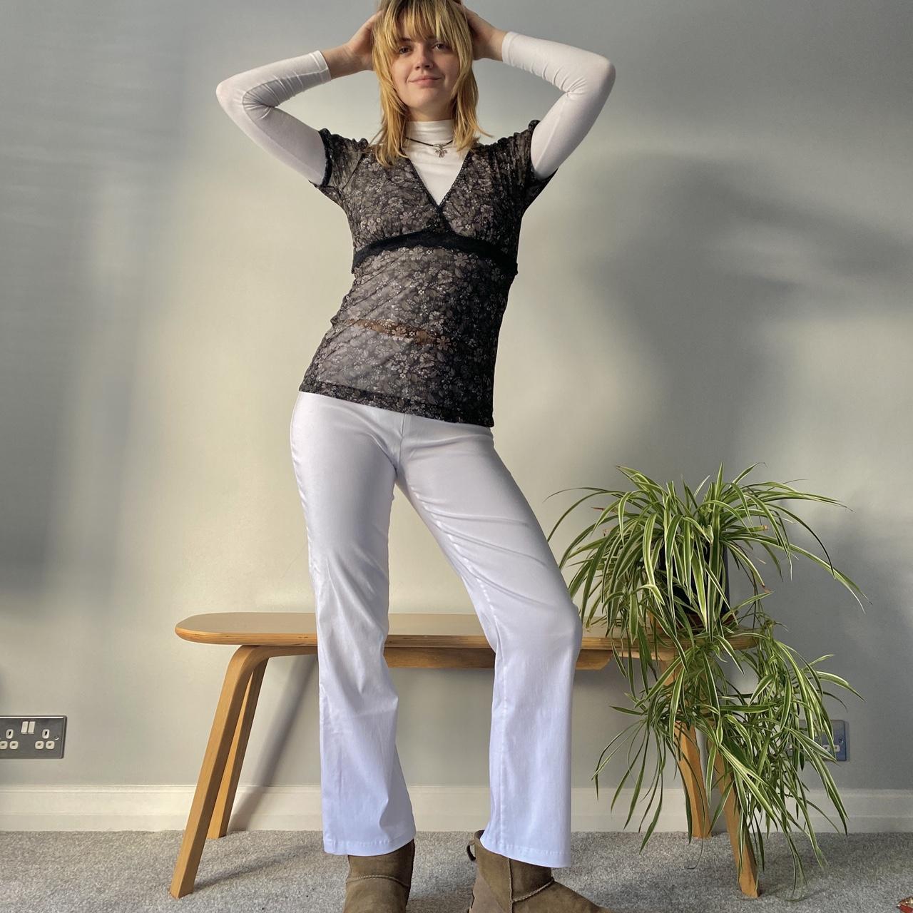 super cute sheer micro mesh floral top from mexx... - Depop