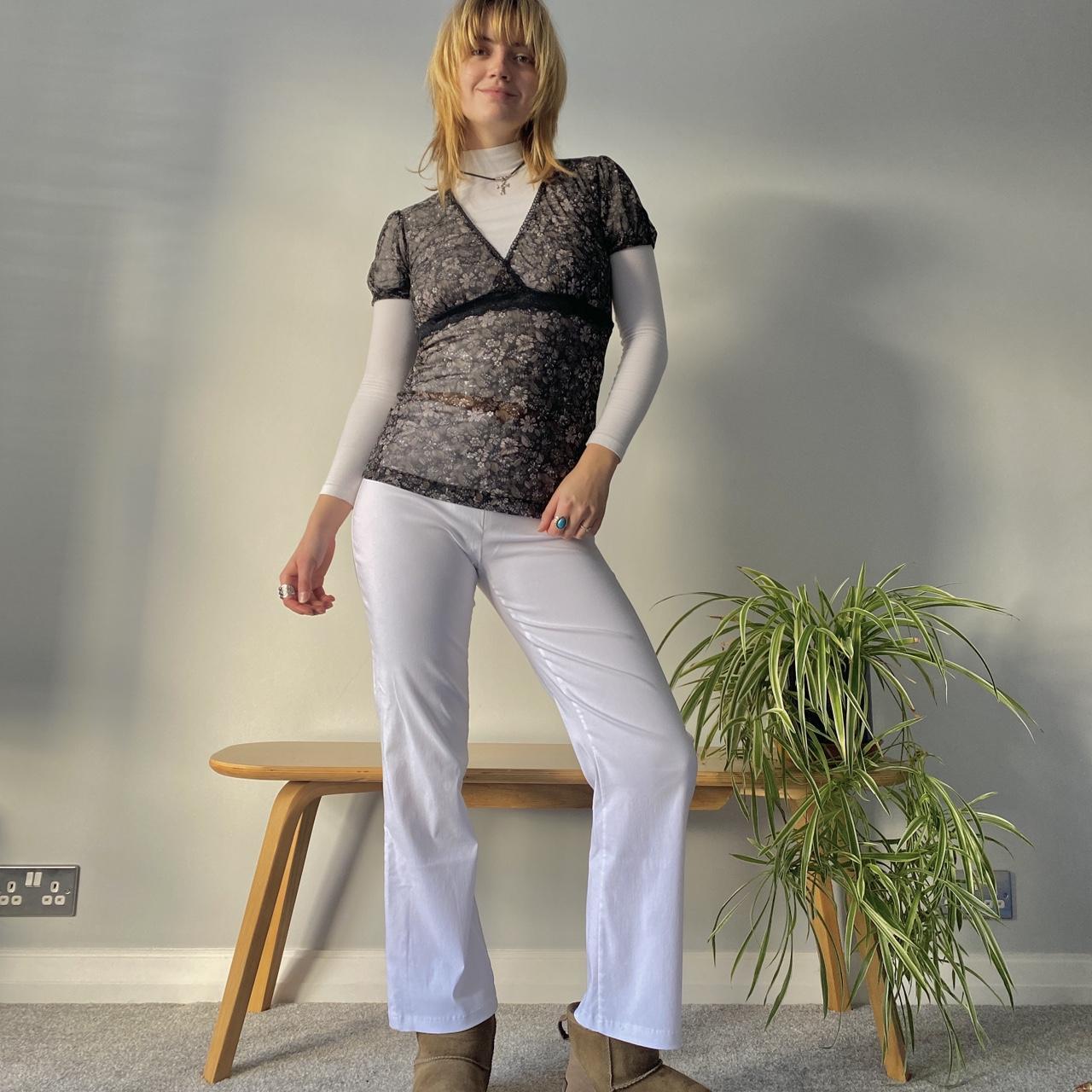 super cute sheer micro mesh floral top from mexx... - Depop