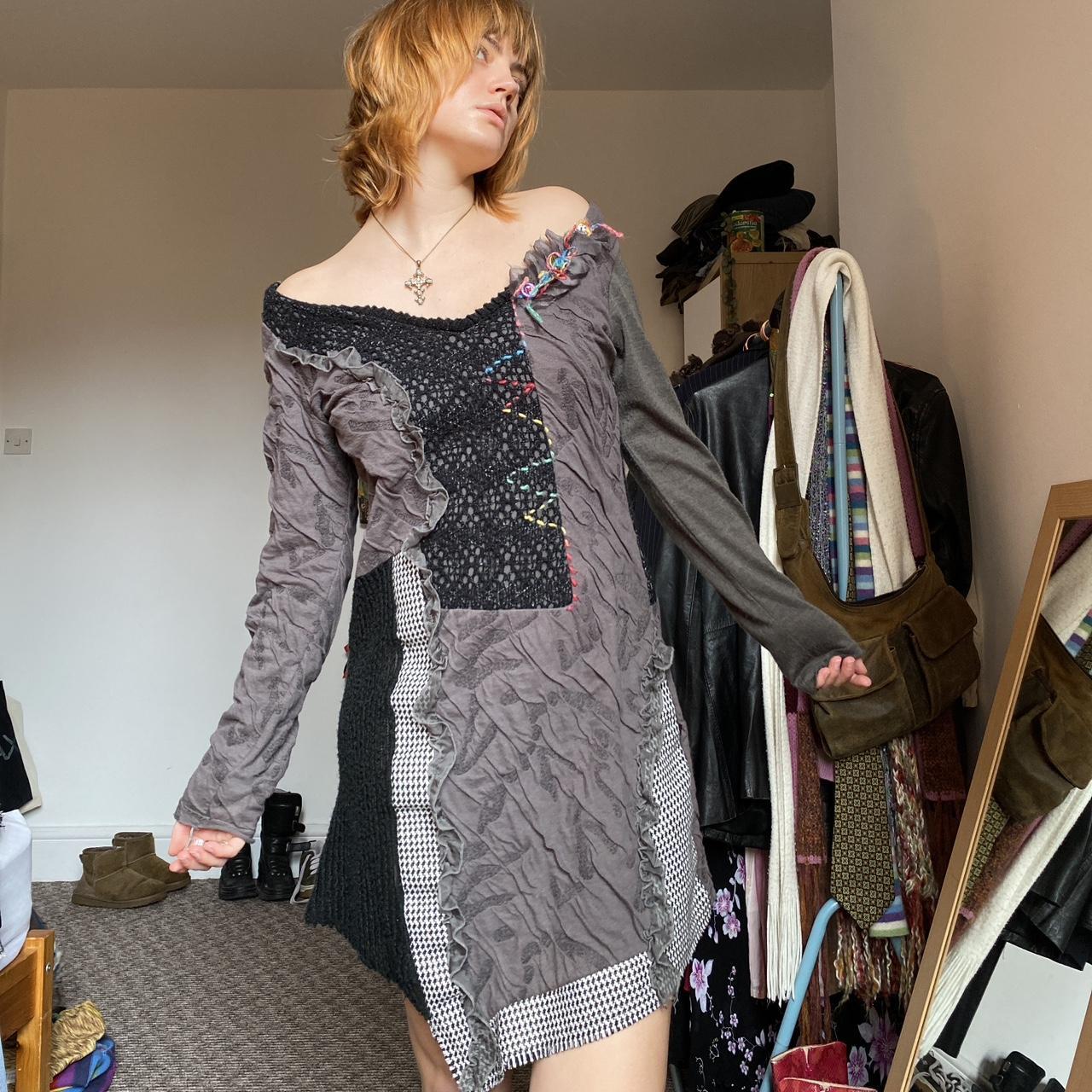 insane 00s vintage ruffle knitted jumper dress - Depop