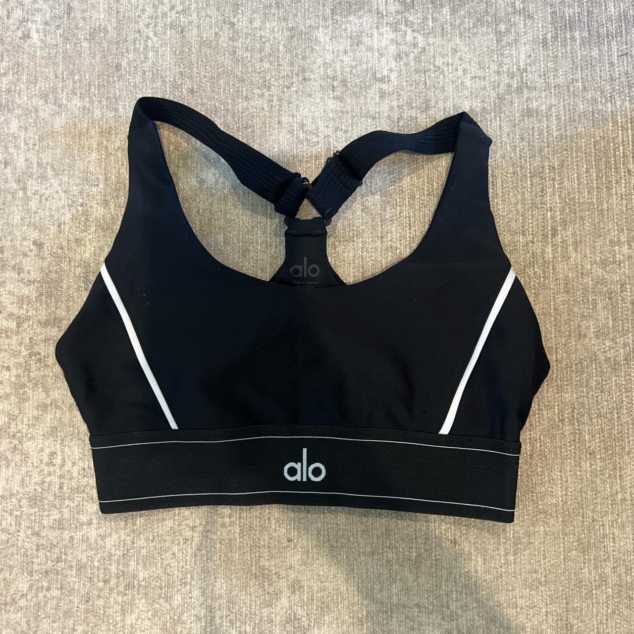 Alo Yoga Black/White Suit Up sports bra - Depop