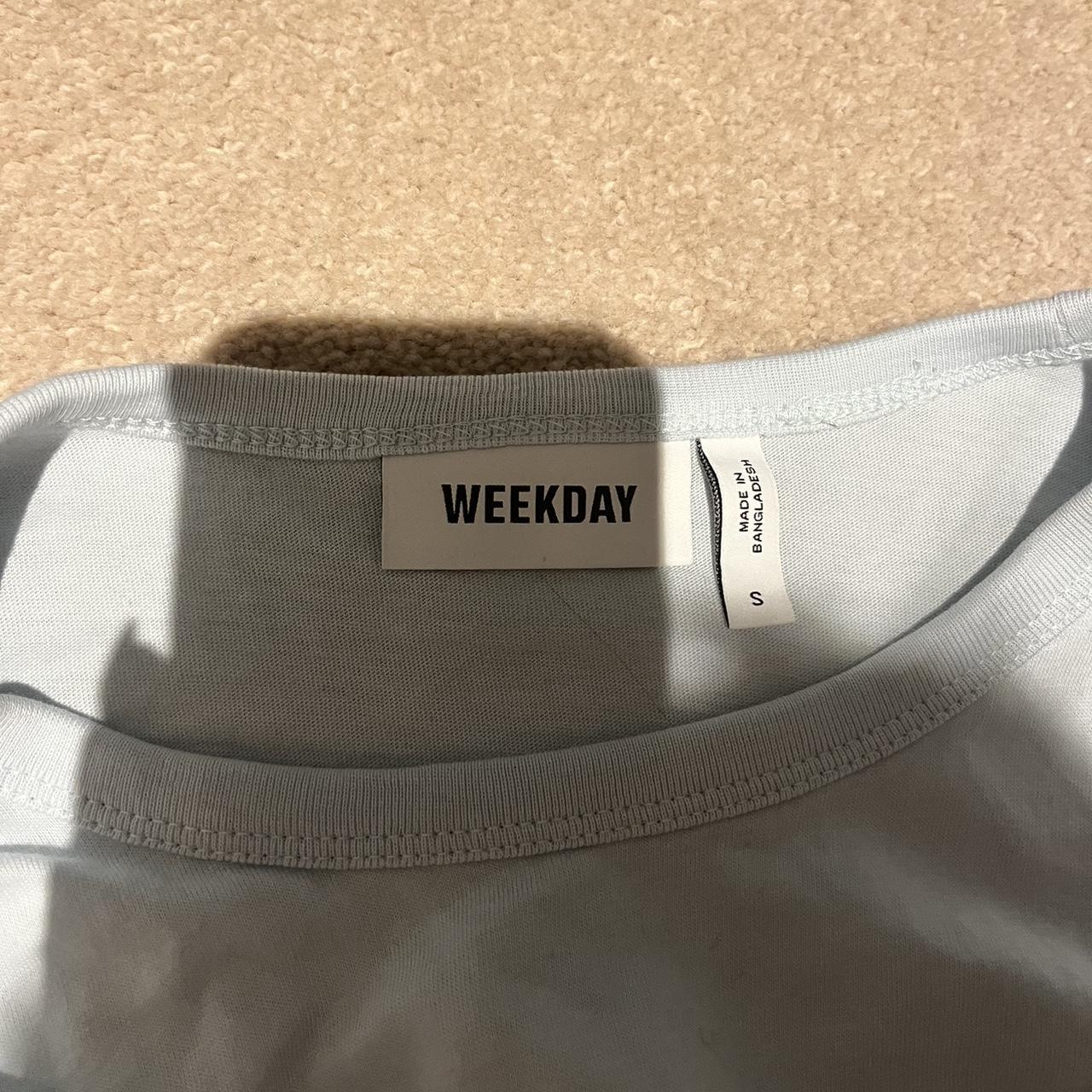 weekday baby blue baby tee. size small. hardly worn - Depop