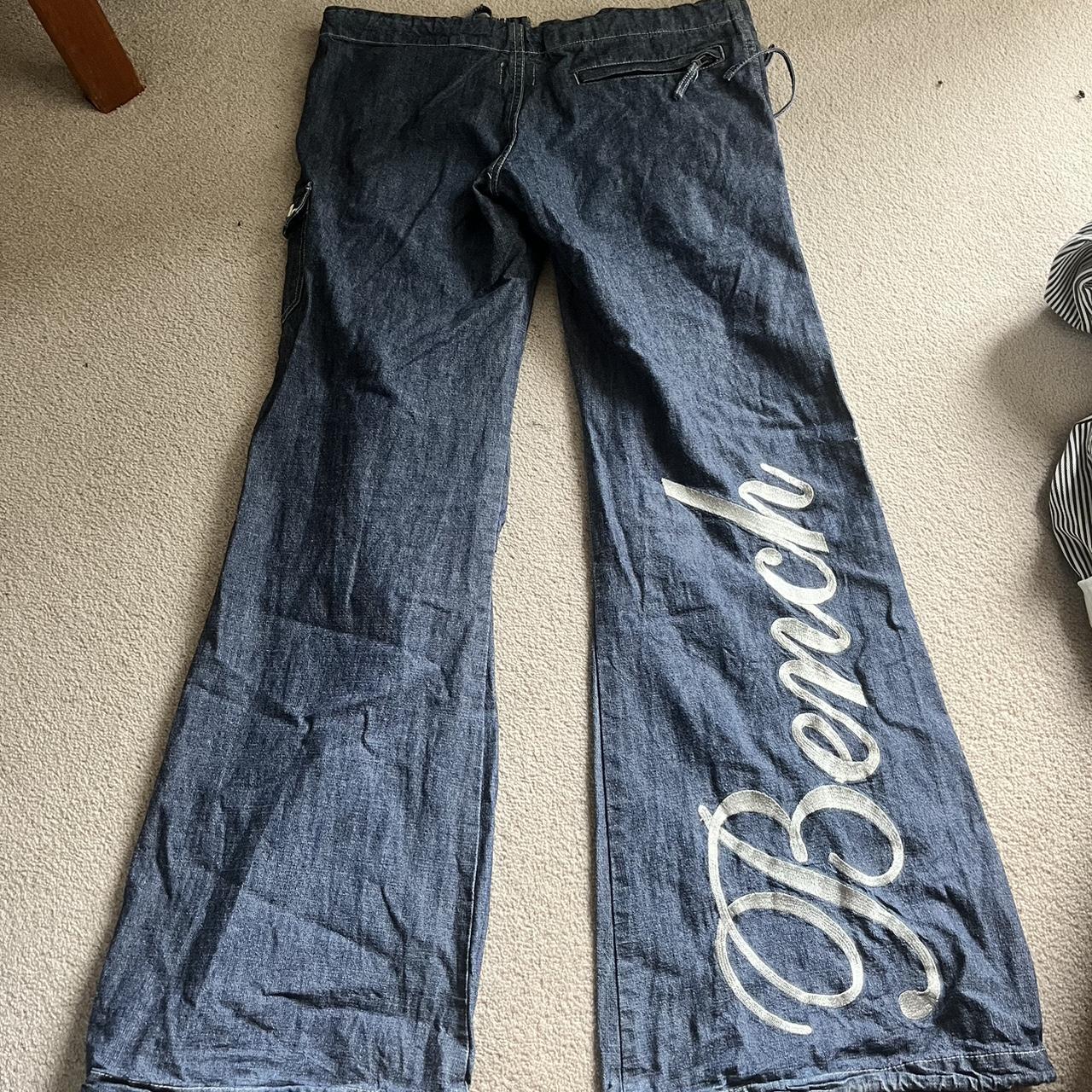 bench wide leg jeans with bench written up the back... - Depop