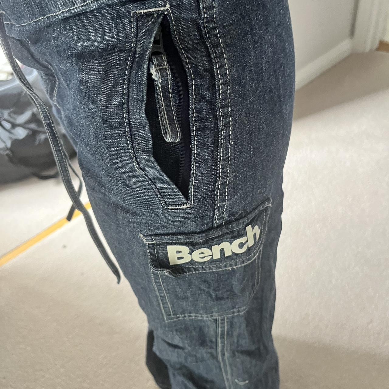 bench wide leg jeans with bench written up the back... - Depop