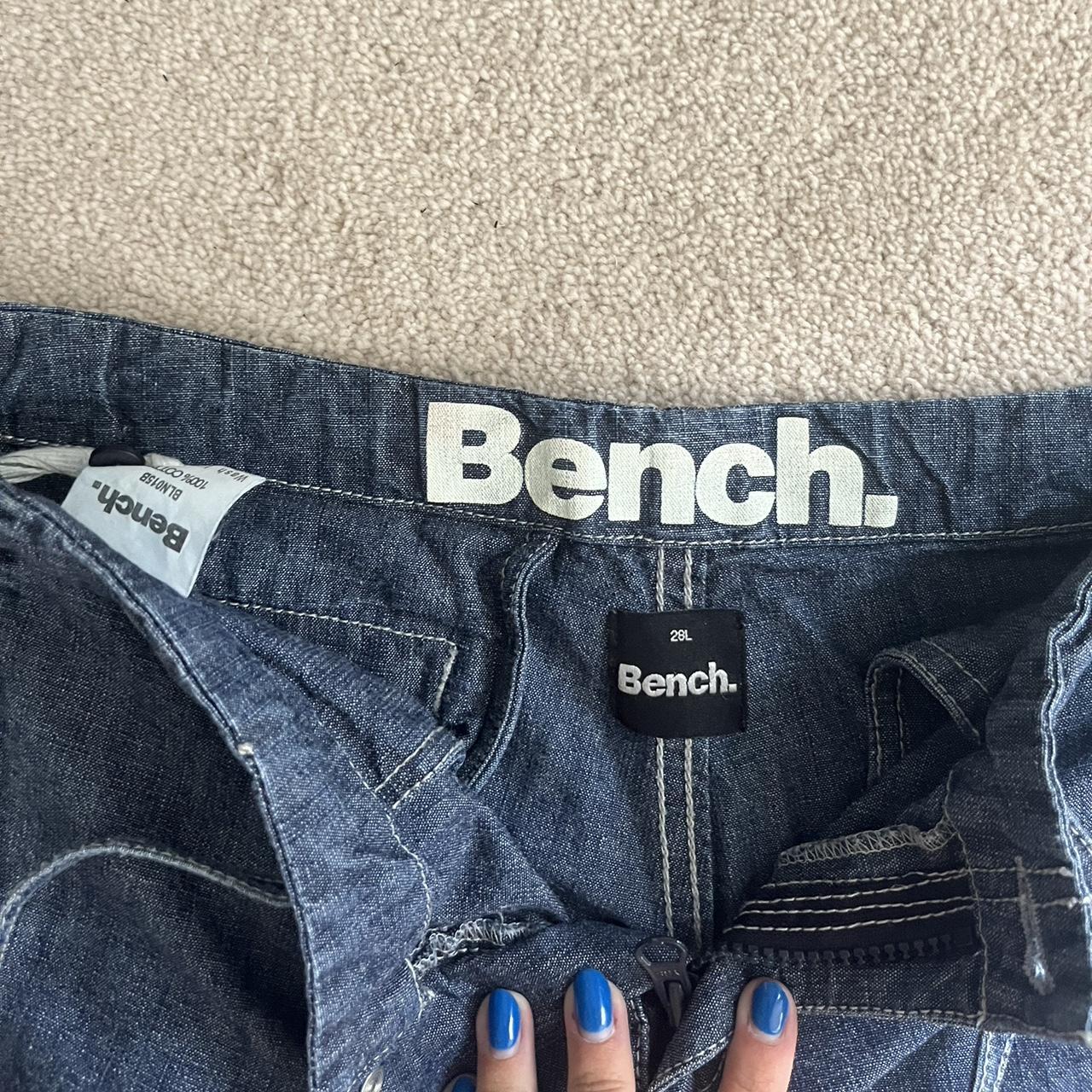 bench wide leg jeans with bench written up the back... - Depop