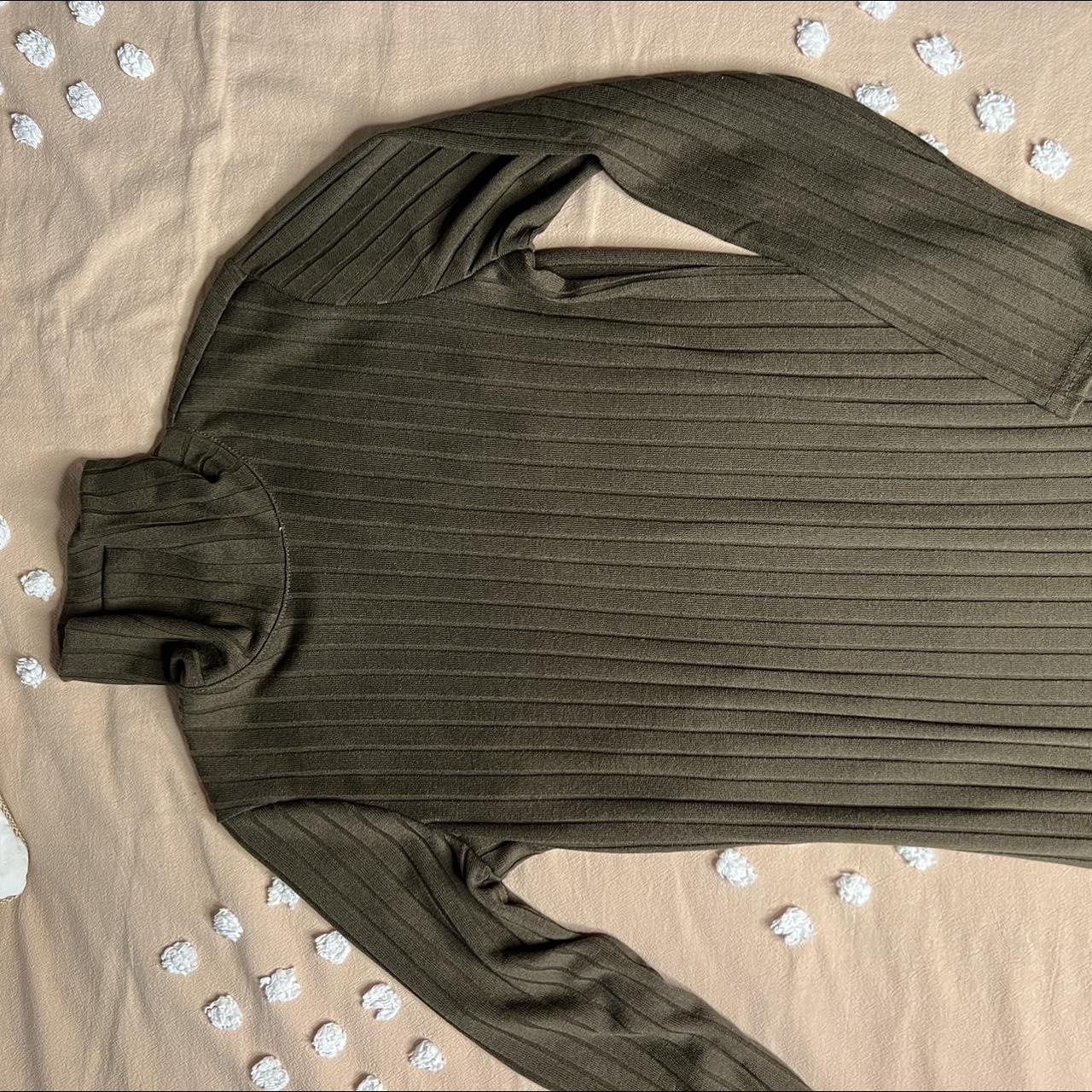 H&M dark Green ribbed long sleeve turtle neck maxi... - Depop