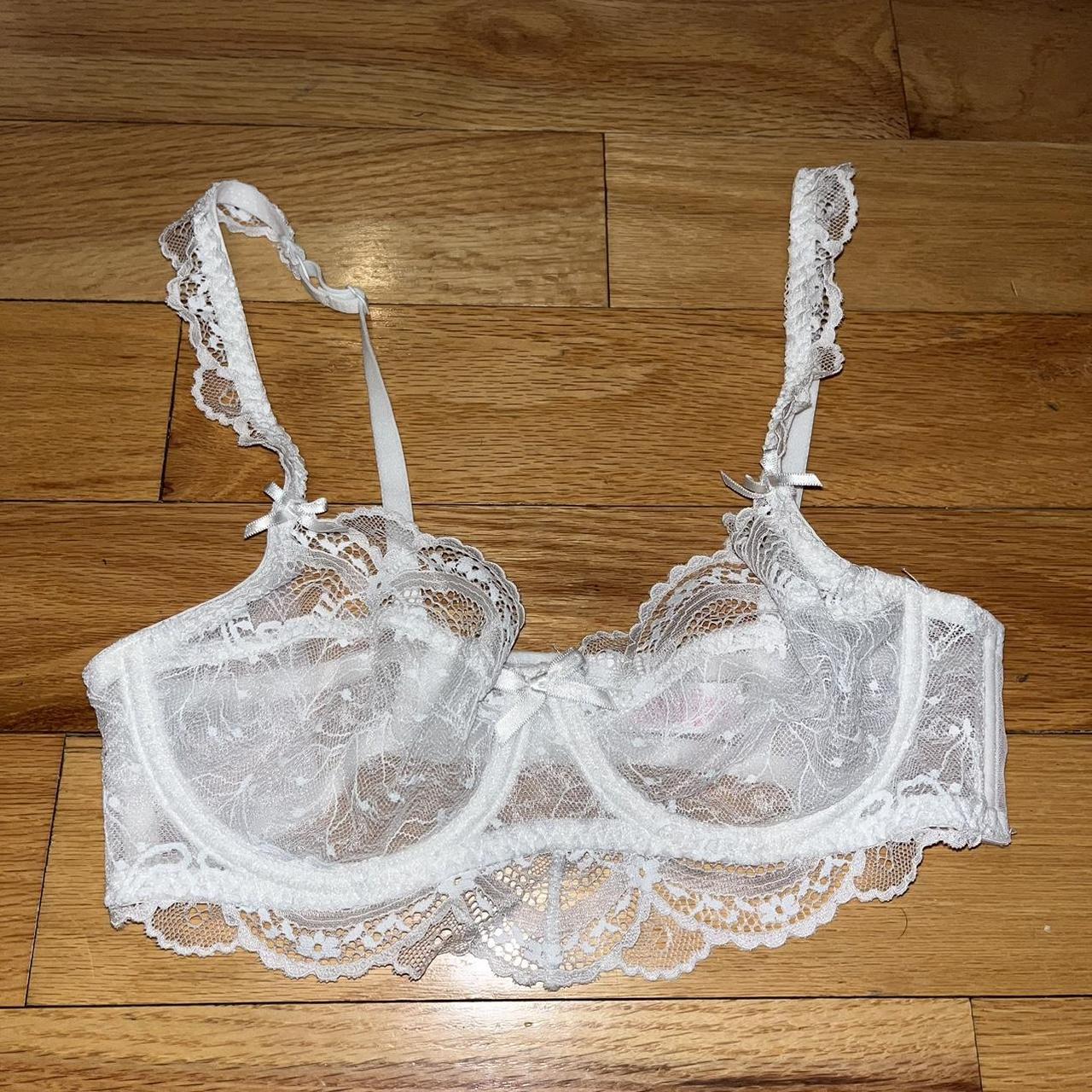 White lace balconette bra with bows #lingerie - Depop