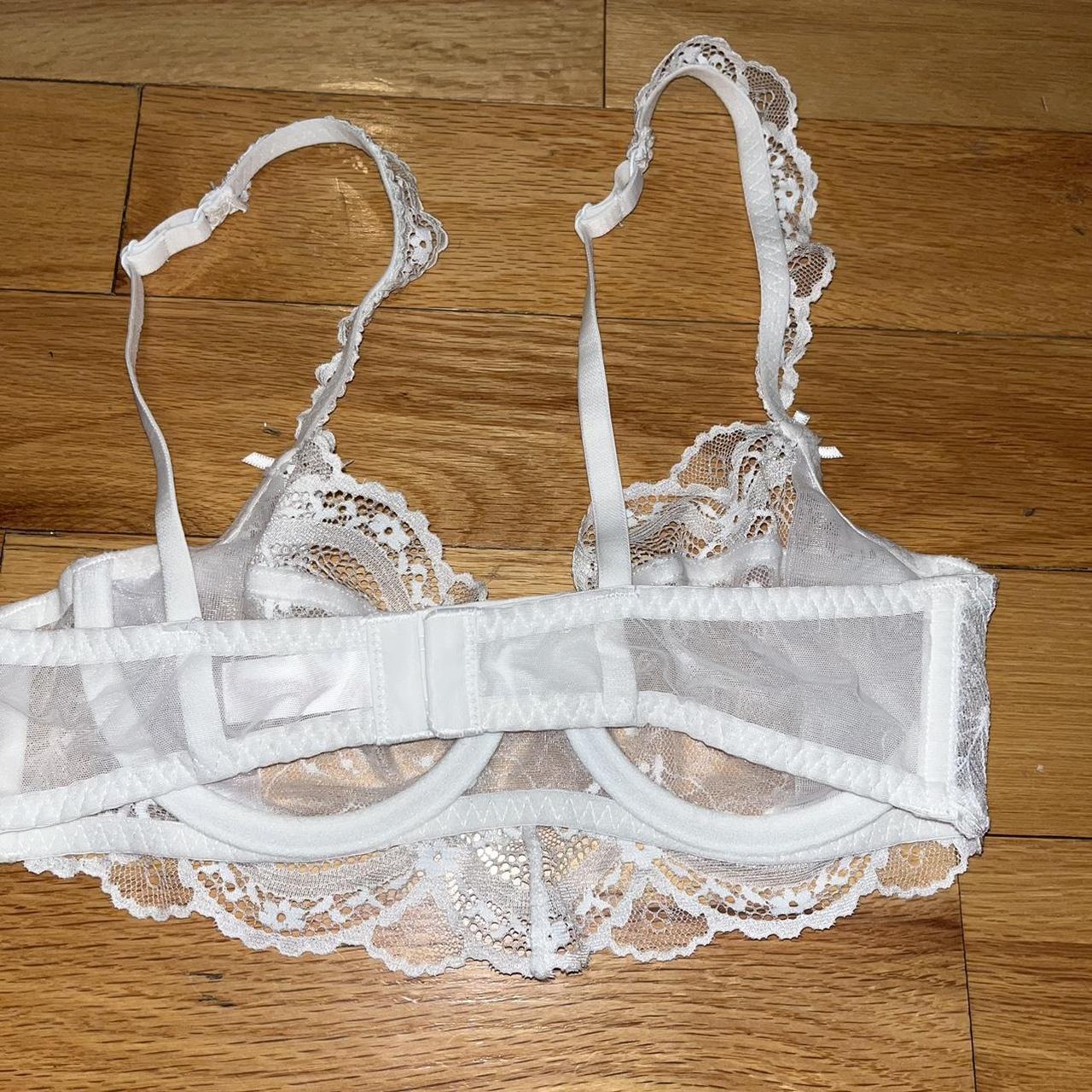 White lace balconette bra with bows #lingerie - Depop