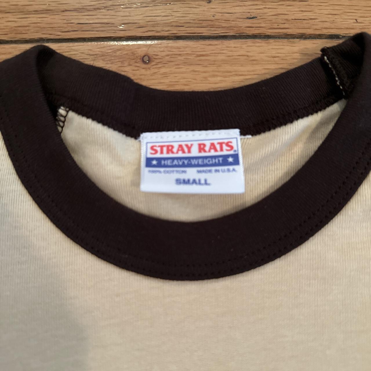 Stray Rats Women's Cream and Brown T-shirt | Depop