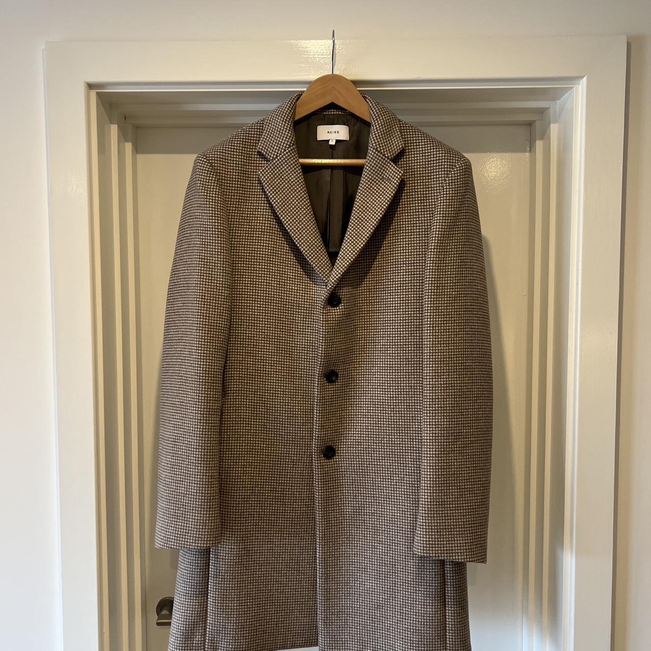 Reiss wool overcoat. Wool overcoat with a brown and... - Depop