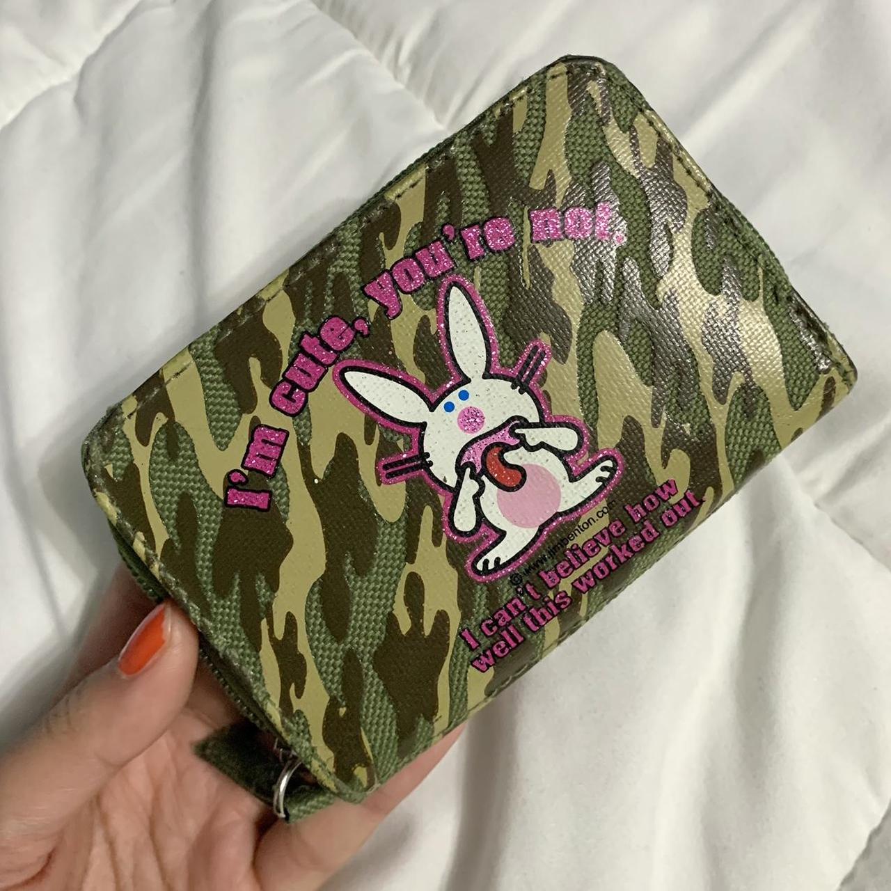 Happy bunny wallet. 2000s Y2K style. Green camo.... - Depop