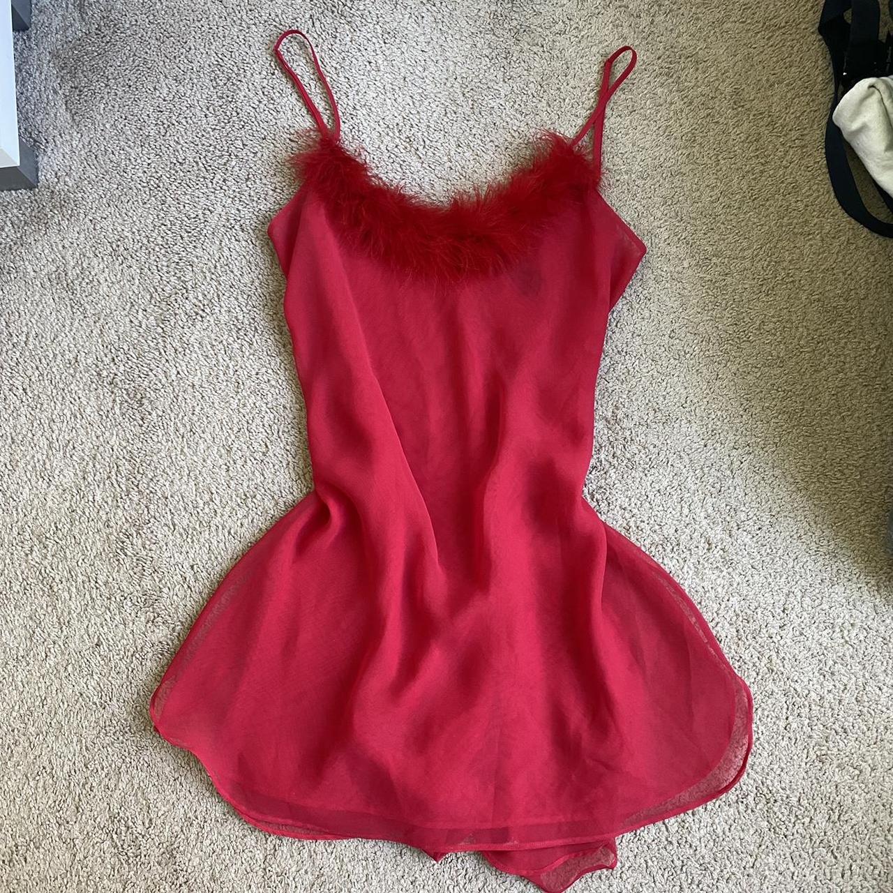 fantasies morgan taylor red slip dress, size large.... - Depop