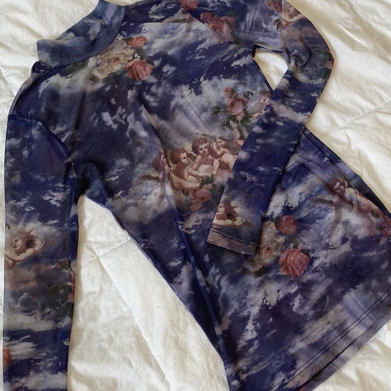 Angel print mesh top! - Tags: Turtleneck see... - Depop