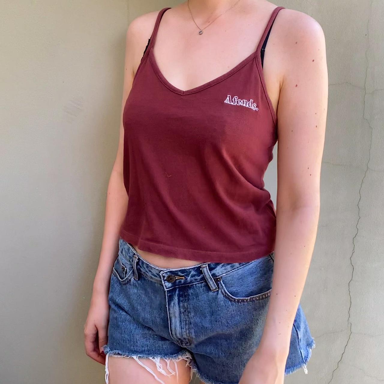 Afends vault logo tank In maroon / red colour with... | Depop