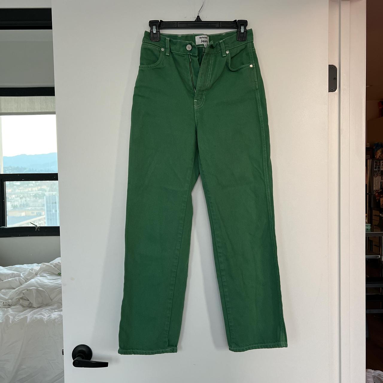 Reformation Jeans Green Soft cotton... - Depop