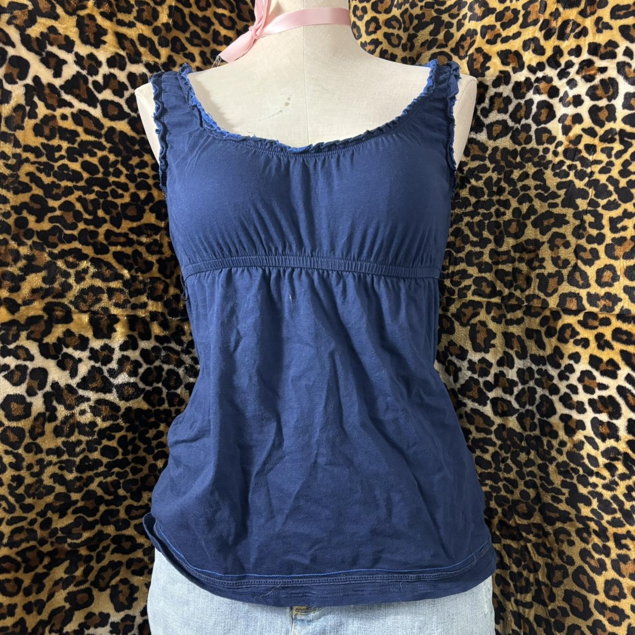 Y2k navy blue American eagle baby doll style top... | Depop