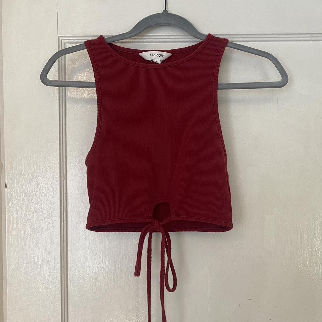 Glassons Red High Neck Ribbed Tank Size:... - Depop