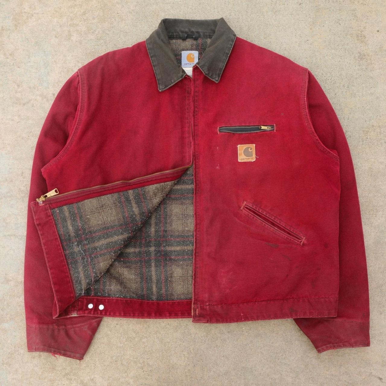 Carhartt J97 CRI Crimson Blanket-Lined Sandstone... - Depop