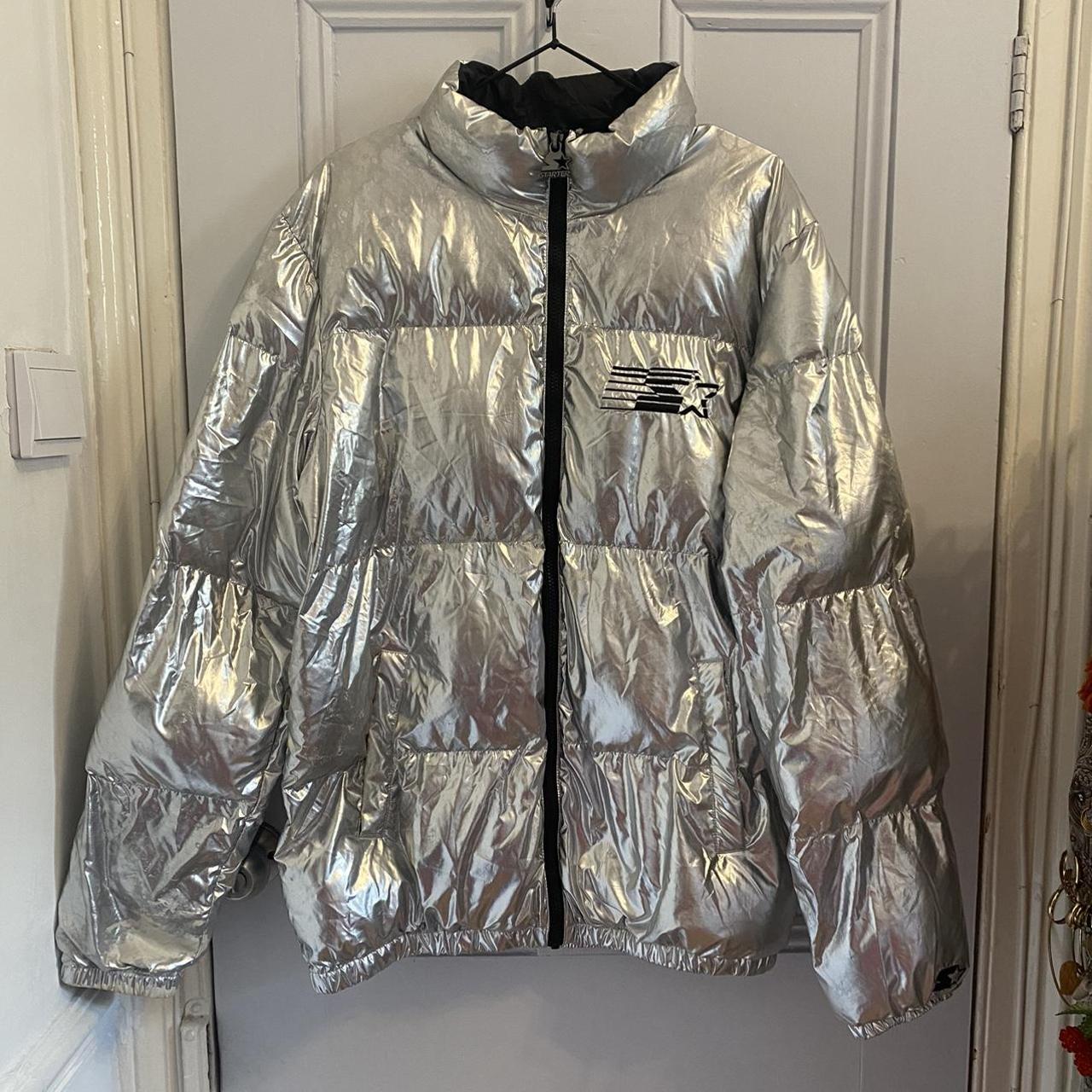 Silver puffy jacket is part of the STARTER... - Depop