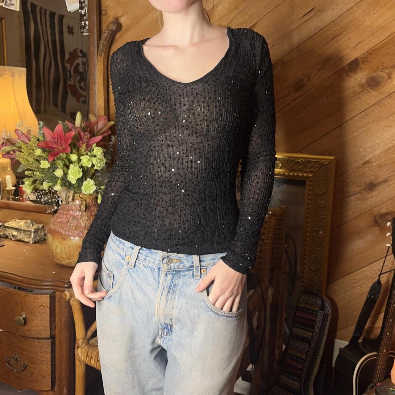 Black mesh sparkly top Price is firm, worn once.... - Depop