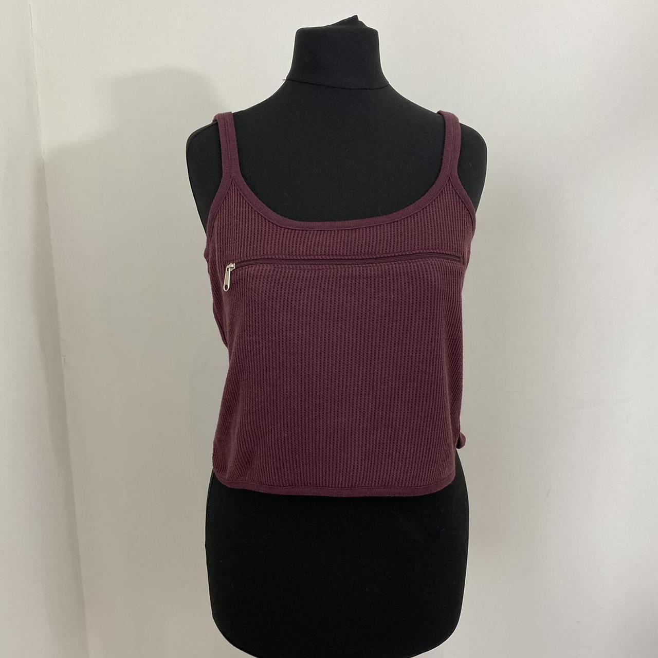 Vintage Miu Miu 90s Burgandy Zip Up Top - size S -... - Depop