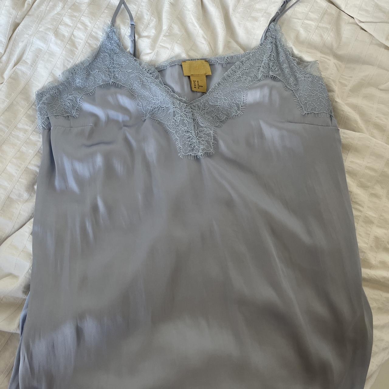 blue silk lace cami such a pretty colour shown best... | Depop