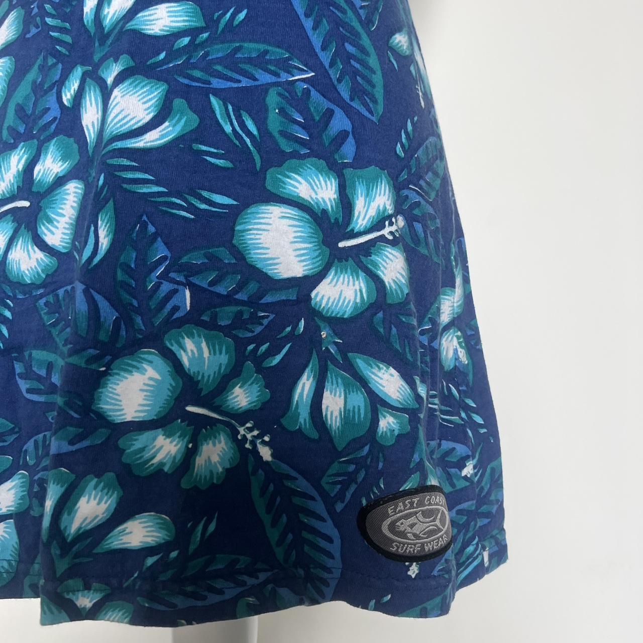 y2k blue Hawaiian hibiscus tropical racerback... - Depop