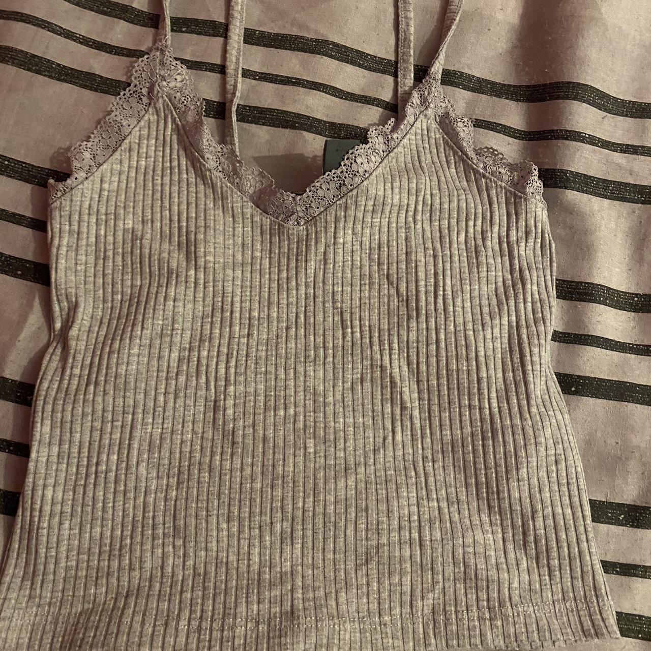 Grey Ribbed Tank Top, Size UK 2XS 4/6. This item has... - Depop