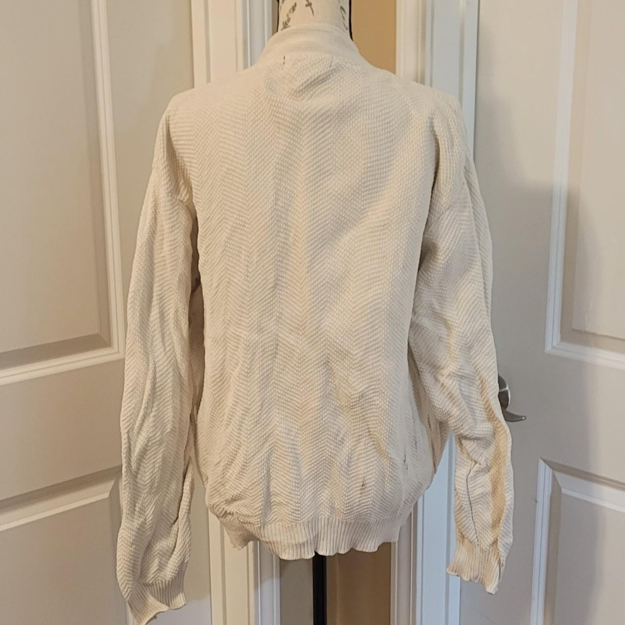 textured cream front button cardigan - Depop