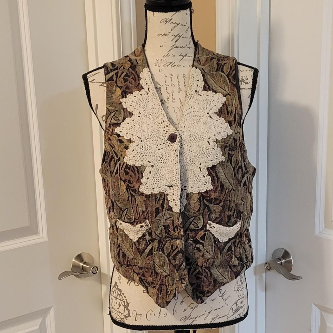 vintage vest with lace detail only has the one... - Depop
