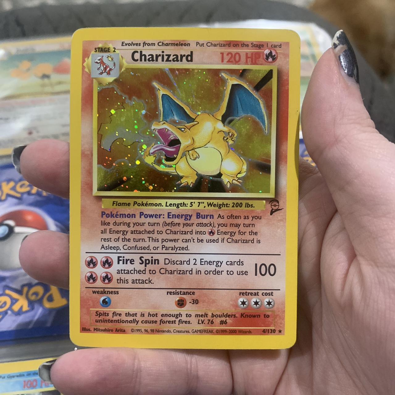 Pokemon Charizard base set 2 #4 unlimited holo rare.... - Depop