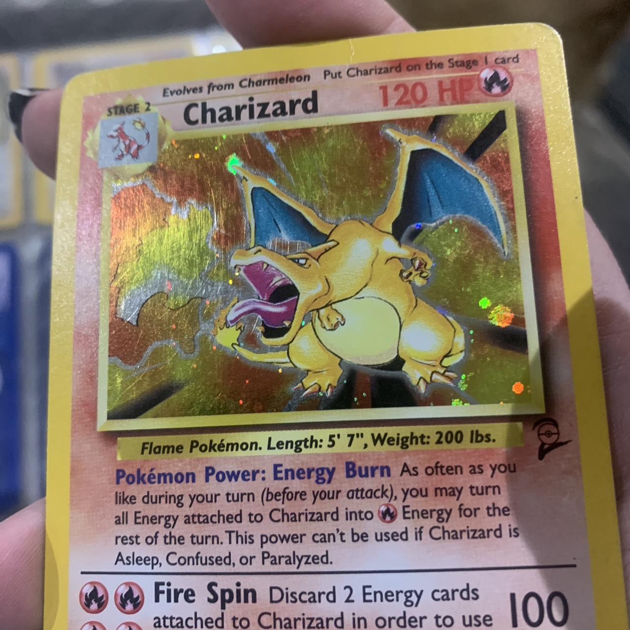 Pokemon Charizard base set 2 #4 unlimited holo rare.... - Depop